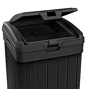 Keter Baltimore 38 Gallon Trash Can with Lid and Drip Tray for Easy Cleaning-Perfect for Patios, Kitchens, and Outdoor Entertaining, 38 Gallons, Black