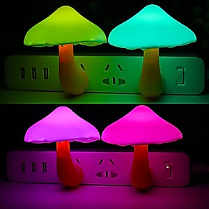 AUSAYE Sensor LED Night Light Plug in Lamp Mushroom Night Light 7-Color Changing Magic Mini Pretty Mushroom-Shaped Night Lights for Adults Kids NightLight