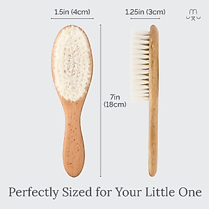Natemia Wooden Baby Hair Brush & Comb Set for Newborns - Soft Bristle, Toddler Cradle Cap Brush - Toddler Comb