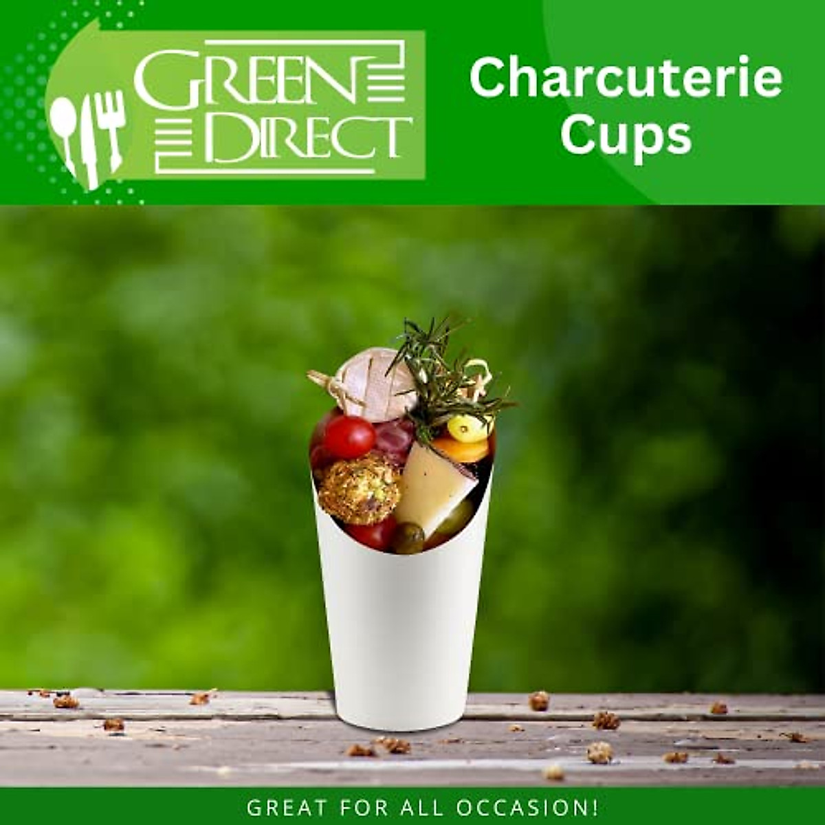 Green Direct White 16 oz. French Fry Cups Disposable Paper Cup | Charcuterie Cups Disposable French Fry Holder | Paper Cups French Fries Holder Pack Of 50 Appetizer Cups