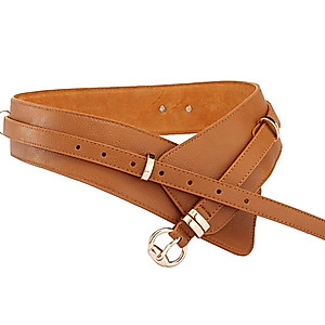 ICSTH Womens Obi Belt Vintage Leather Elastic Waist Belt Fashion Wide Belts (BN)