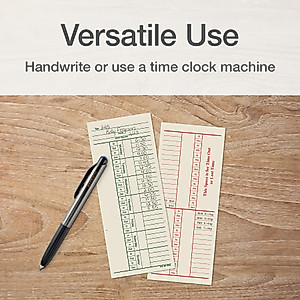 Adams Time Cards, Weekly, 2-Sided, Overtime Format, 3-3/8" x 8-1/4", Manila, Green/Red Print, 200-Count (9660-200)