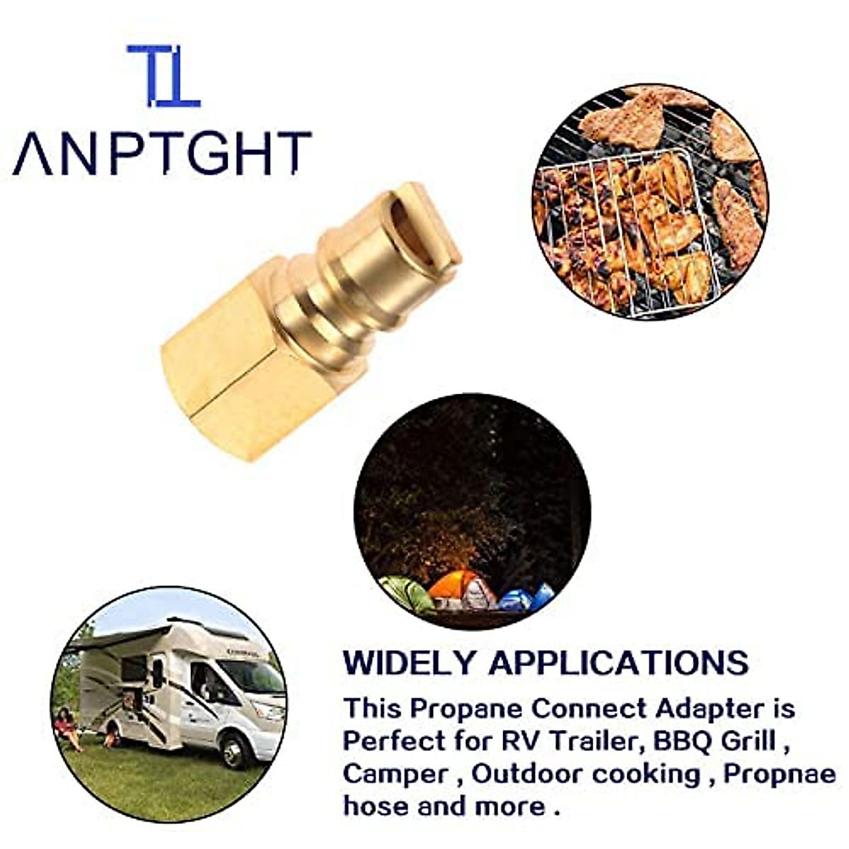 ANPTGHT Propane Brass Quick Connect Fitting Adapter Female Plug x 3/8' NPT Natural and Propane Gas Hose Plug for RV BBQ