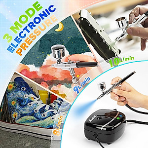 XDOVET Upgraded 40PSI Airbrush Kit with Compressor Multi-Function Dual-Action Airbrush Set Ideal for Shoes Clothes Model Coloring Painting Tattoos Nail Design Art Drawing Cake Decoration