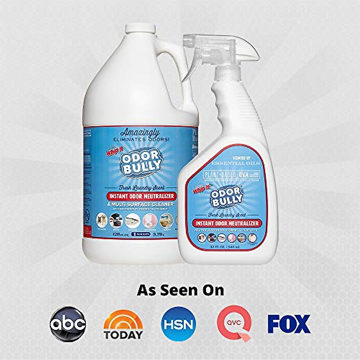 Whip-It Odor Bully Instant Odor Neutralizer Spray - Stain Remover and Odor Eliminator for Home and Car in One - Gallon and 32oz Spray