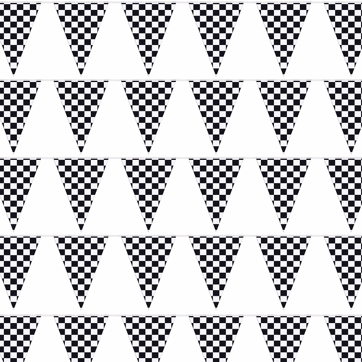 Checkered Flags Black and White 100’ FT Pennant Racing Banner | NASCAR Theme Party Decoration Plastic Flag | Race Car Parties Décor | Decorative Birthday BBQ Bar Hanging Accessories | 1 Banner