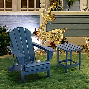 TORVA Folding Adirondack Chair, Fire Pit Chair,Patio Outdoor Chairs All-Weather Proof HDPE Resin for BBQ Beach Deck Garden Lawn Backyard(Navy Blue Color)