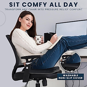 Zen Bloks XL Extra Thick Gel Seat Cushion for Pressure Relief, Tailbone, Sciatica, Coccyx, and Hip Pain Relief - Non-Slip for Wheelchairs, Office Chairs, Car Seat for Driving (20"x20"x2")