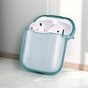 AIRSPO Airpods Case Cover, Airpod Case 2nd Generation Clear Soft TPU Protective Cover Compatible with Apple AirPods 1/2 Wireless Charging Case with Keychain (Clear Green)