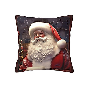 VTCTOASY Santa Claus Print Throw Pillow Covers Fashion Throw Pillow Case Soft Couch Pillows Decorative Square Pillow Covers for Sofa Living Room 20"x20"