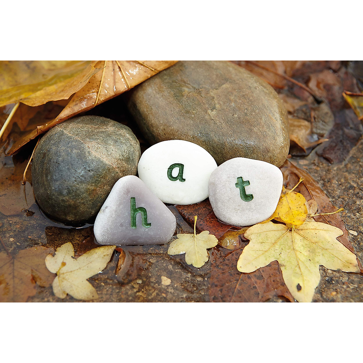 Yellow Door YD-10 Alphabet Pebbles - Lowercase, Kindergarten Grade to 3 Grade, 5" H, 3" L, 3" W