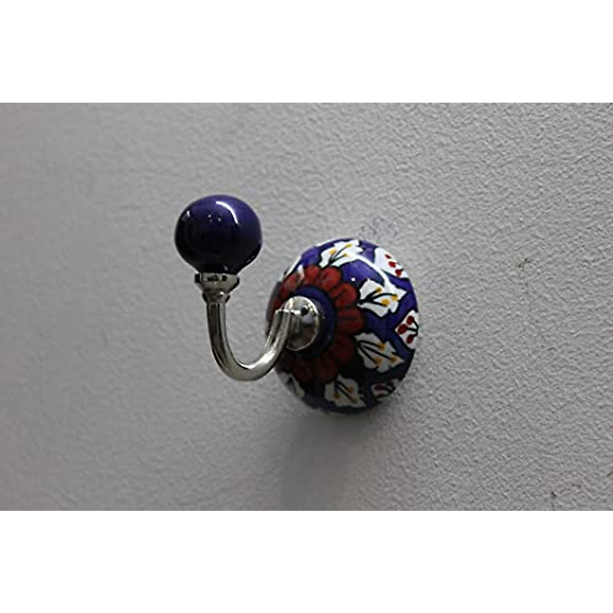 PARIJAT HANDICRAFT Hand Painted Beautifully Multicolored Ceramic Wall Hook Hanger Key Holder hat Clothes hangings Bath Towel Hook Hanger.