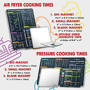 Air Fryer Magnetic Cheat Sheet Set & Instant Pot Cheat Sheet Magnet Set (2 Sets of 6 Pcs), Air Fryer Cooking Guide, Cooking Times Chart Magnet - Instant Pot/Air Fryer Accessories (Black)