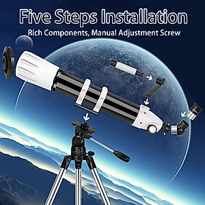 Telescope, 90mm Aperture 900mm Astronomical Refractor Telescope for Adults High Powered - Multi-Coated Professional Telescopes for Astronomy Beginners with AZ Mount, Portable Carry Bag, Phone Adapter