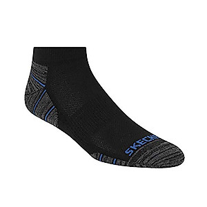 Skechers mens 6 Pack Low Cut Running Socks, Black, 10 13 US