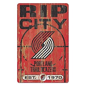 WinCraft NBA Portland Trail Blazers 72521010 Wood Sign, 11" x 17", Black