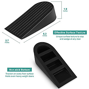 Door Stops Rubber,Door Stopper Security 2 Pack,Big Door Stops for School&Garage Heavy Metal Doors,Height Up to 1.9Inches,Safe for All Floors,Hold Doors with Gaps 0.35 to 1.9 Inches (Black)