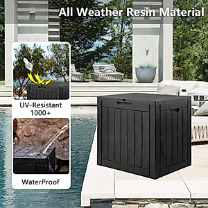 realife Deck Box 30 Gallon Outdoor Storage Box with Wheels, Waterproof Delivery Box with Lock for Patio Tools, Outdoor Cushions Pillows, Garden Supplies, Pet Stuff and Pool Accessories, Black