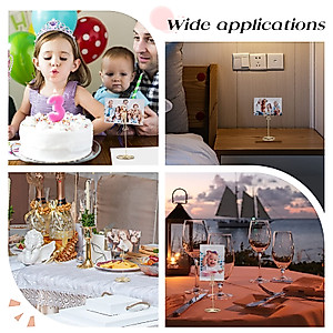 CHGCRAFT 12Pcs Tall Table Number Holder Place Card Holder Airplane Shape Metal Name Card Holder Stands for Photos Food Signs Memo Wedding Party Restaurants, Light Gold, 100x42mm