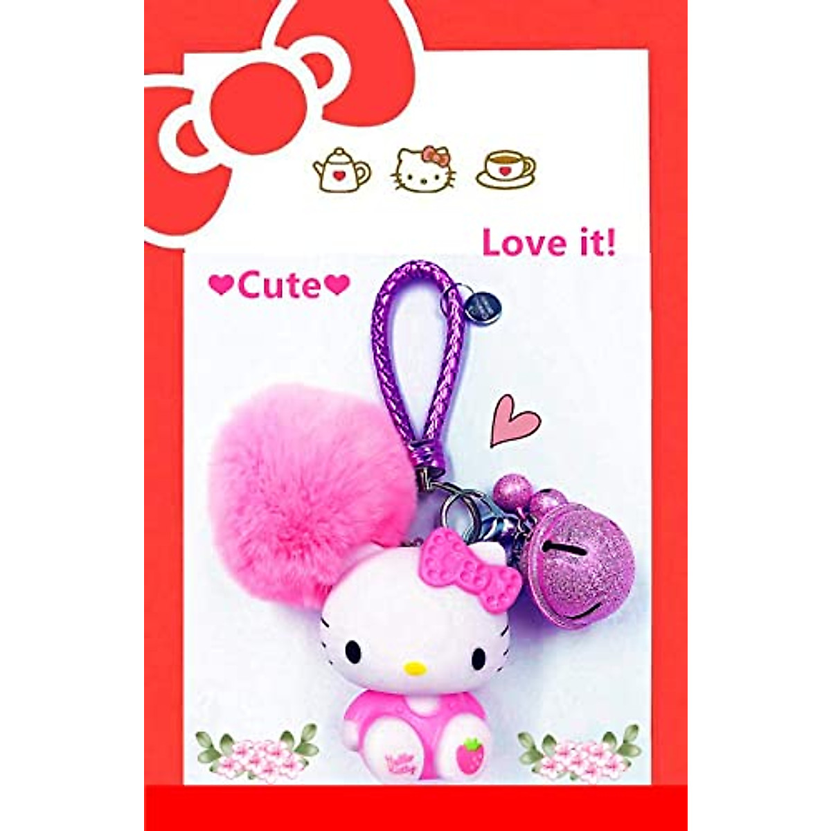 Hello Kitty Key Chain for Girls Women | Hello Kitty Figures Sanrio Birthday Gift Bag Accessories (pink)