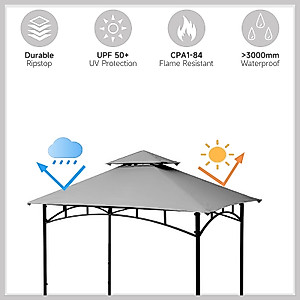 HETTRICK Gazebo Replacement Canopy 5x8 Shelter Double Tiered BBQ Cover Grill Shelter for Shop Garden Patio Model L-GG001PST-F (Grey)