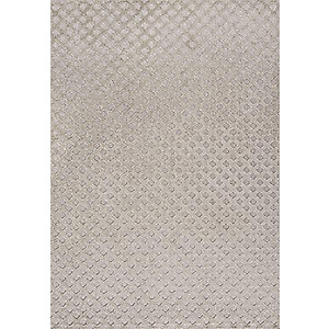 JONATHAN Y SBH101A-4 Rabat High-Low Pile Mini-Diamond Trellis Indoor Outdoor Area-Rug Bohemian Easy-Cleaning High Traffic Bedroom Kitchen Backyard Patio Porch Non Shedding, 4 ft x 6 ft, Beige