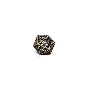 Hollow Dice of Devine Retribution - Metal Polyhedral Dice with Swords and Shields Design (Gun Metal D20)