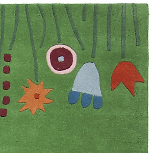 SAFAVIEH Kids Collection Accent Rug - 2' x 3', Green & Multi, Handmade Grass and Flowers Wool, Ideal for High Traffic Areas in Entryway, Living Room, Bedroom (SFK751A)