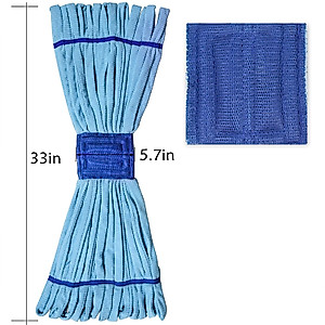 Microfiber Tube Mop Head(16 oz.), 6 Inch Headband, Loop End Commercial String Mop Head Replacement for Home, Highly Absorbent, Industrial and Commercial Use