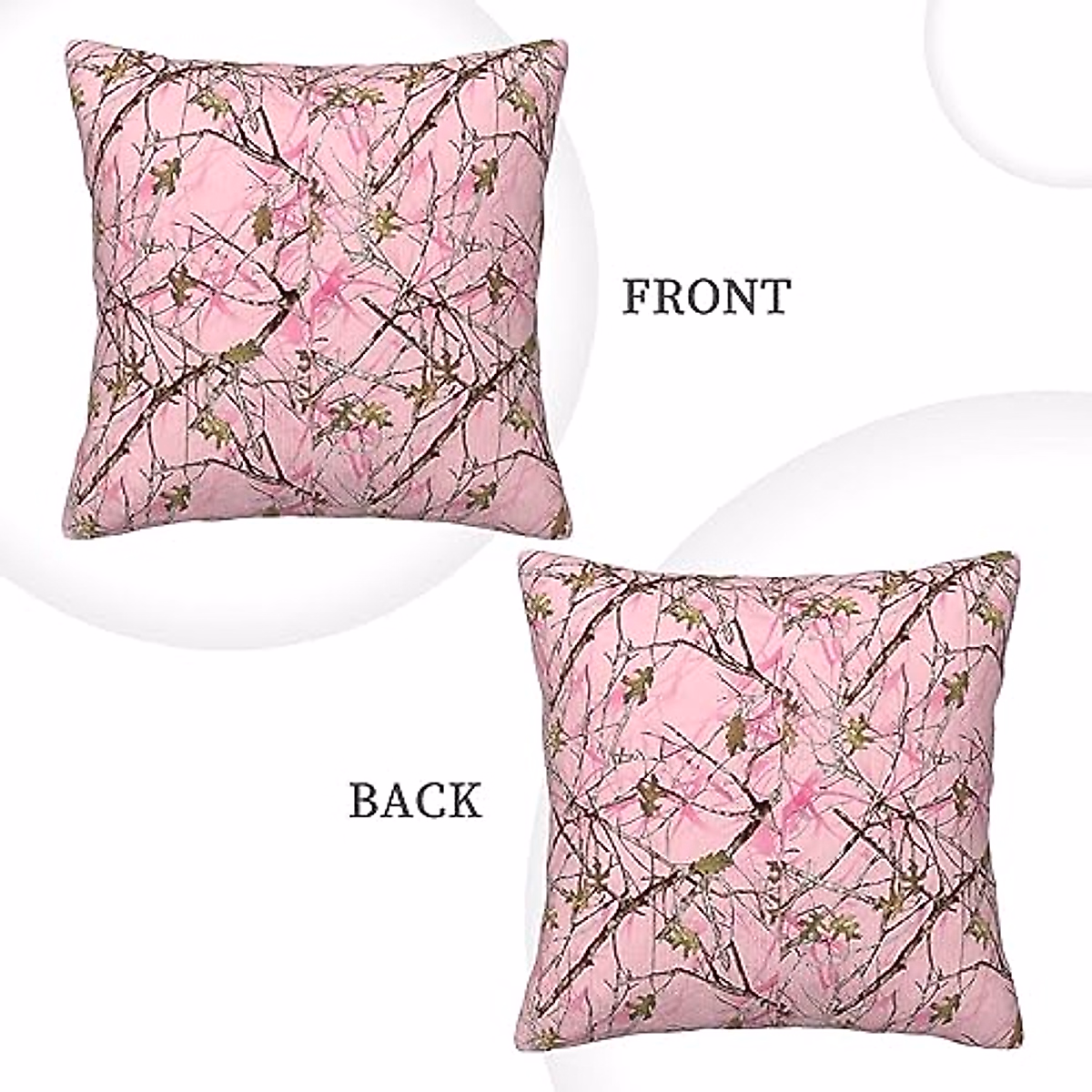 Pink Leaves Camo Throw Pillow Covers Corduroy Pillowcases Soft Square Cushion Case Decorative Cushion Covers for Bedroom Sofa Farmhouse 18"x18"