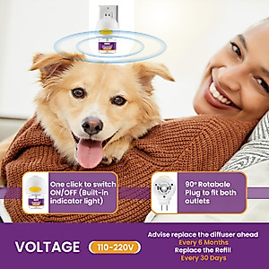 BKRMART Dog Pheromone Calming Diffuser 5 in 1 Appeasing Pet Pheromones Diffuser to Calm Kit 1 Diffuser & 4 Pheromone 48ml Refill for Anxiety Relief Reduce Barking Aggression Fighting Stress
