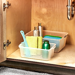 madesmart Antimicrobial Classic Small Basket Soft Grip, Non Slip Storage, Multi-Purpose Home Organization, EPA Certified, Frost