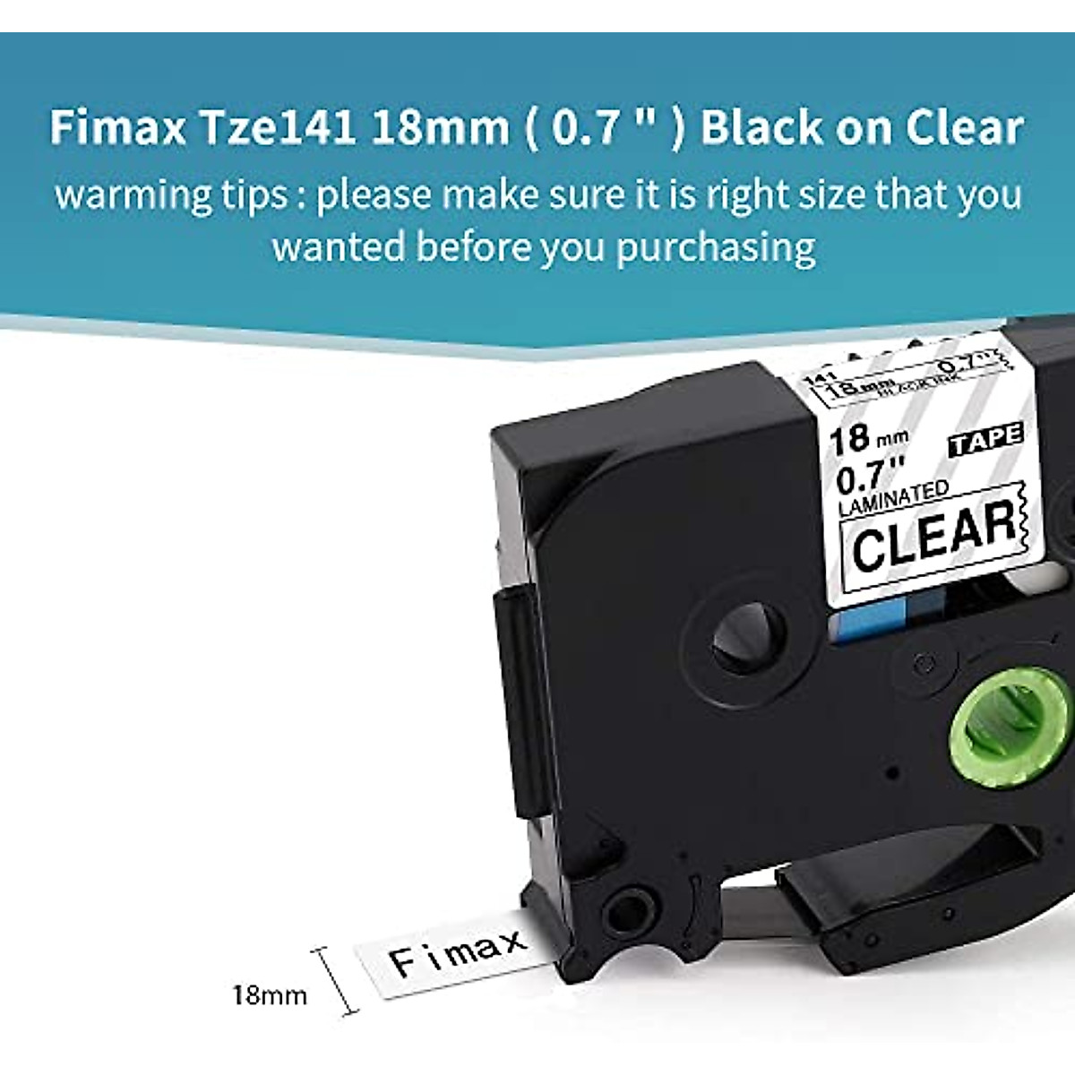 Fimax Tz Tape 18mm Replacement for Brother P-Touch Label Maker TZ TZe141 TZe-141 18mm 0.7 Laminated Clear Tapes for Ptouch PTD400 PTD600 PT2030 PT1880 PT1890 PTP700 Label Maker, Black on Clear, 5-Pack
