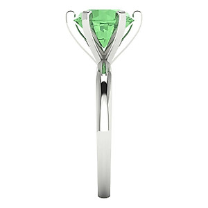 Clara Pucci 3 ct Round Cut Solitaire Green Simulated Diamond Excellent Engagement Bridal Promise Anniversary Ring 18K White Gold 4.5