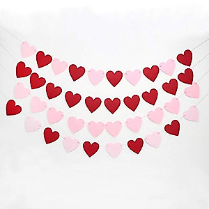 Heart Banner, Felt Heart Garland Valentines Day Decor Garland Love Banner Valentines Decoration Pennants Sign Backdrop (Felt Heart Banner)