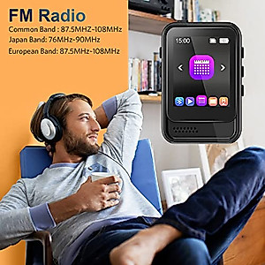 32GB Mp3 Player with Bluetooth, Portable Music Player Built-in Micro SD Card Slot and HD Speaker Support FM Radio Voice Record Video Ebook Alarm Full-Touch Screen Mp3 Mp4 Player for Running