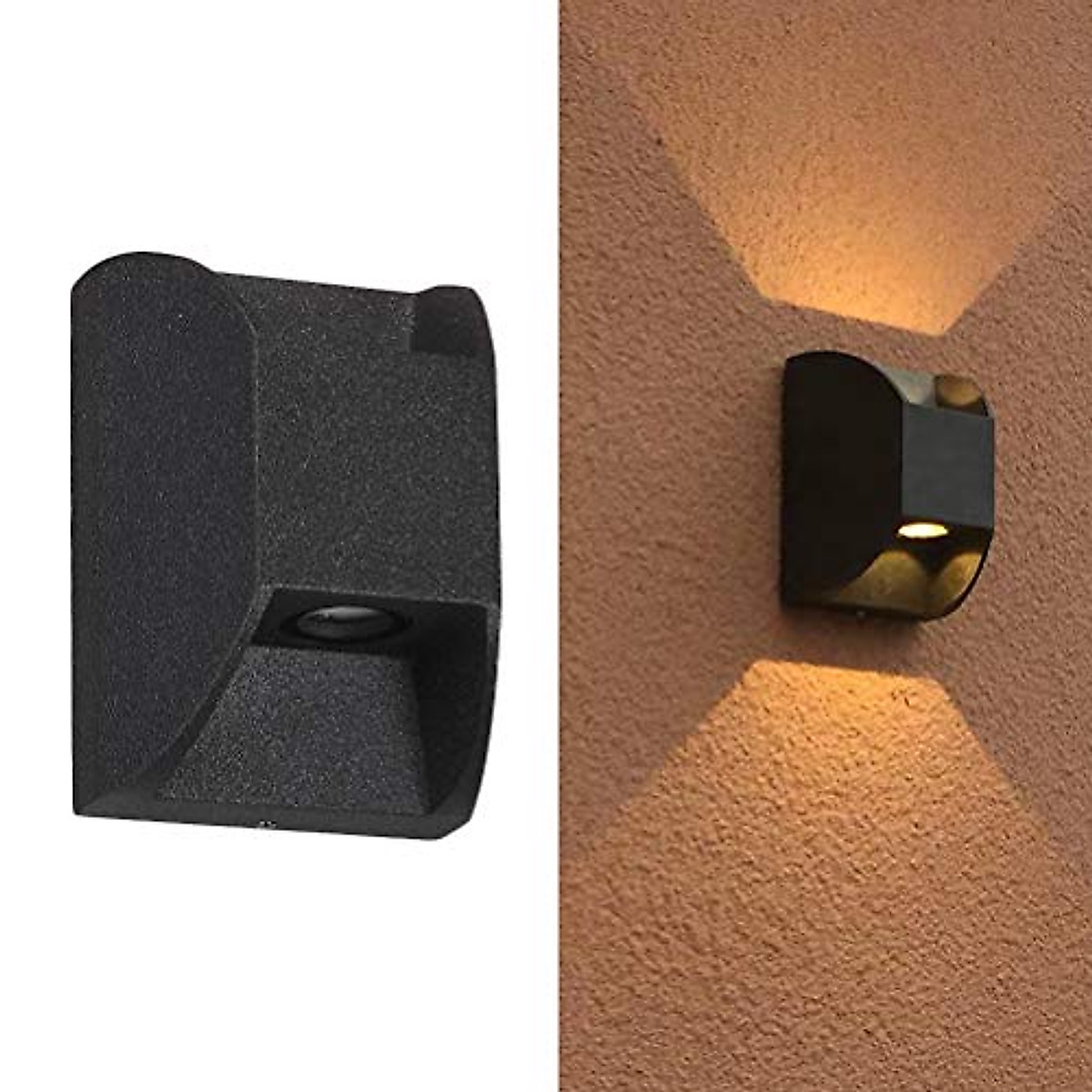 Creative Wall Lamp- Modern Dual- Side Glowing Outdoor Light Wall Light Waterproof Garden Courtyard Lamp for Home Farmyard Balcony Aisle Corridor (Black)