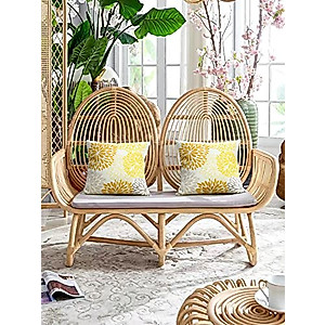 cygnus 18x18 Yellow Dahlia Throw Pillow Covers Case Linen for Couch Sofa Bedroom Farmhouse Decorative Square Accent Set of 2