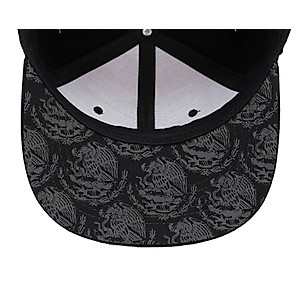 Mexican Hat Mexico State Federal Name Embroidered Snapback Flat Bill Baseball Cap (State-Nayarit) Black