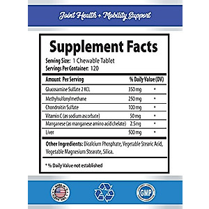 Hip and Joint Supplements for Large Dogs - Hip & Joint Support - for Dogs - Chewable - Dog glucosamine Soft - 1 Bottle (120 Chewable Tablets)