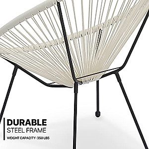 MoNiBloom 3 Piece Outdoor Acapulco Set All-Weather Patio Balcony Conversation Bistro Outside Set with Glass Top Table and 2 Chairs for Indoor Patio Lawn Garden, Weight Capacity 250 lbs, White