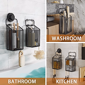 NiHome Hot Hair Tool Holder Basket, Versatile Storage for Curling Irons and Heat Tools with Suction Cup and Hook Installation, Sturdy Iron Multifunctional Use for Bathroom Countertop Organization