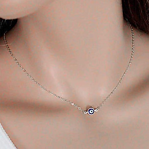 GENBREE Boho Choker Necklace Evil Eye Necklaces Chain Short Jewelry for Women (Blue)