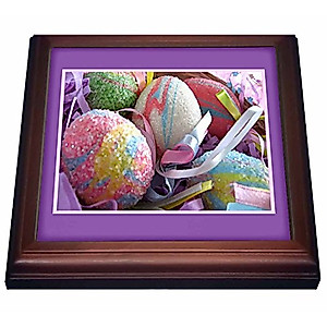 3dRose Sparkly Easter Eggs Trivet with Ceramic Tile, 8" by 8", Brown