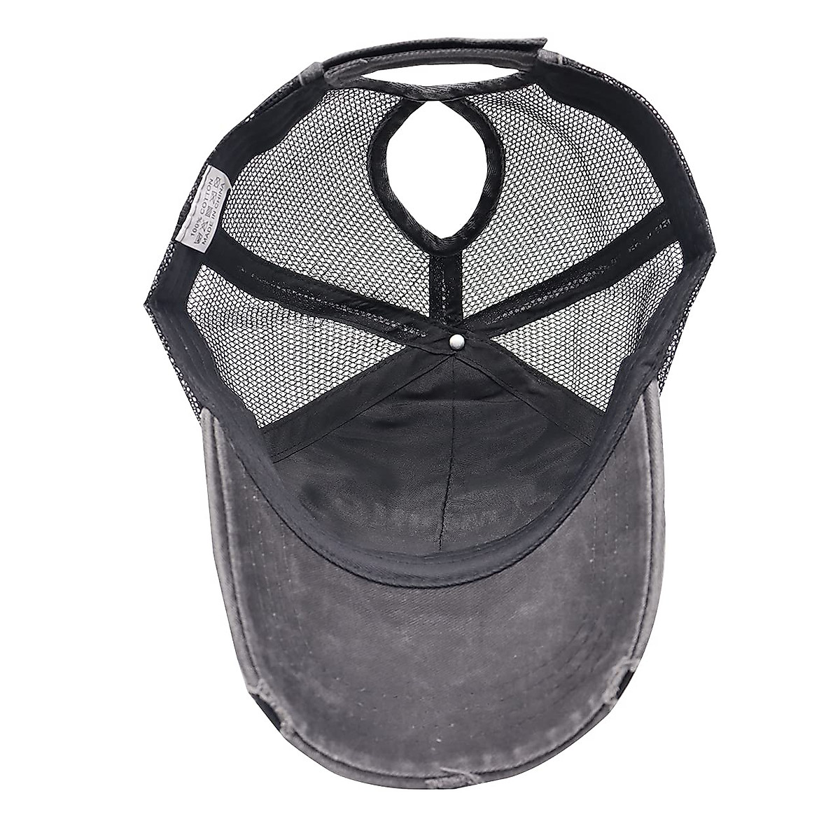 MANMESH HATT Embroidered Wifey Ponytail Hat Vintage Washed Adjustable Denim Baseball Cap for Women