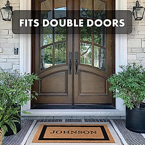 COCO MATS 'N MORE Black Single Bordered Personalized Coco Doormat 38" x 60" with Vinyl Backing | Personalized House Mats Outdoor | Minimal Shedding | Scrapes Dirt Away Effectively