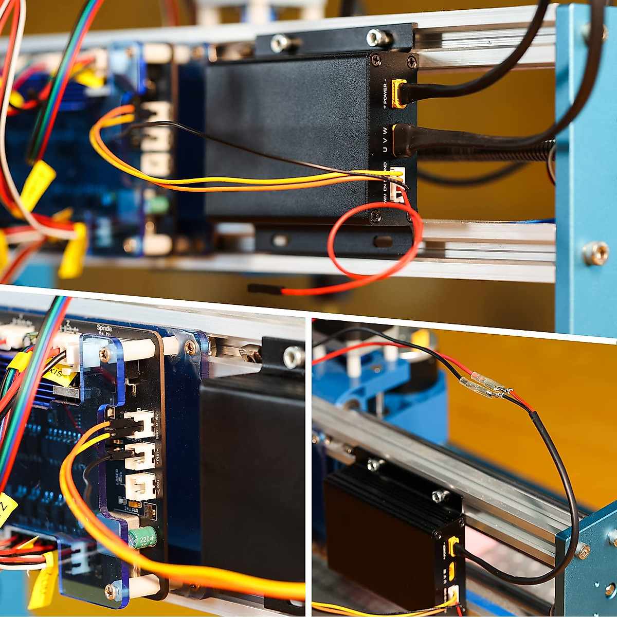 Genmitsu CNC Brushless Motor DC Spindle Kit 24V 12000rpm with Drive Board & Collet Holder Installed, Perfect for 3018 Series CNC Machine