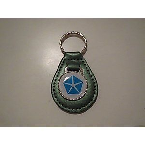 NEWPORT NEW YORKER 300 LEBARON LHS LASER WHITE LOGO LEATHER KEYCHAIN - TEAL