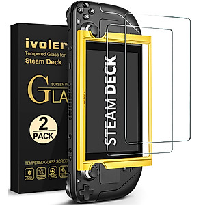 [2 Pack] iVoler Tempered Glass Screen Protector Designed for Steam Deck 7''2022 / Steam Deck OLED 7.4 '' 2023 with [Alignment Frame]Transparent HD Clear[Updated Version]Screen Protector for Steam Deck