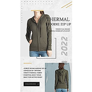 OLLIE ARNES Women's Thermal Long Zip Up Hoodie Jacket Sweatshirt Charcoal L